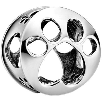 潘多拉镂空萌爪脚印串珠925银