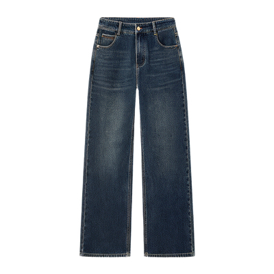 采多宝大码女装胖mm2025冬季新款高腰显瘦直筒牛仔裤EDK6710