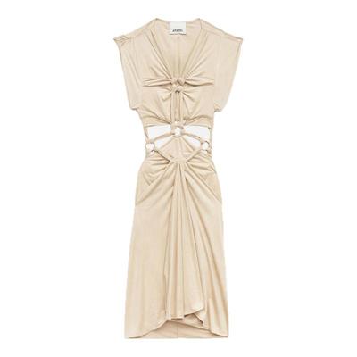 ISABEL MARANT2025 SIRENA时尚坎袖扭结镂空长款连衣裙女