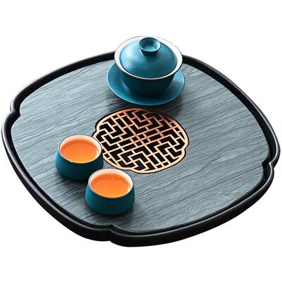 陶瓷天然石材新中式储排水小茶盘