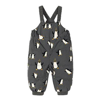 迷你巴拉男女童冬三防背带羽绒裤