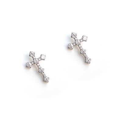 F136钛合金耳钉大满钻锆石十字架耳骨钉16/18g唇钉flat防过敏