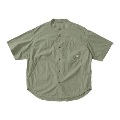 素然宽松垂感纽扣短袖衬衫POLO领