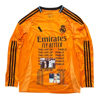 907 | 致敬Kanye“TLOP”专辑橙色长袖皇马球衣REMAKE