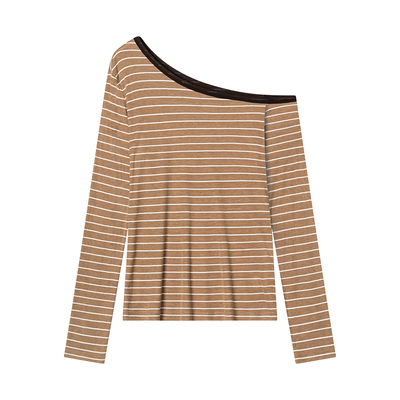 兰精天丝羊毛修身针织斜肩长袖