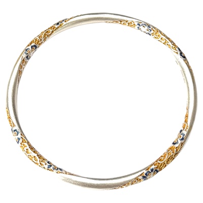 燕归捡秋霜国风珐琅描金足银手镯