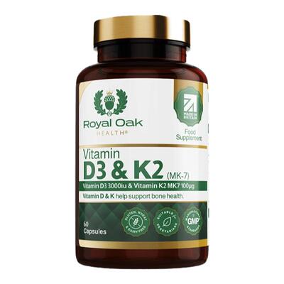 皇家橡树维生素d3k2成人备3000IU孕妇25羟基维生素+甘氨酸镁镁vd