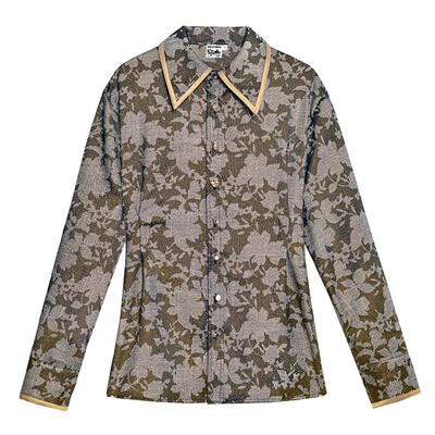 山谷少年提花面料织带异形扣衬衫