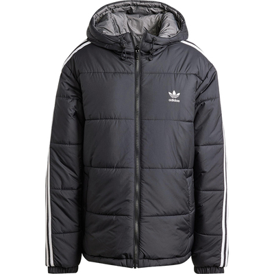 Adidas/阿迪达斯正品三叶草男士条纹拉链保暖休闲棉服JD9071