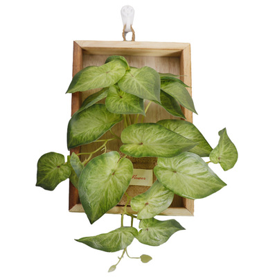 咖啡馆奶茶店空间装饰绿植木框