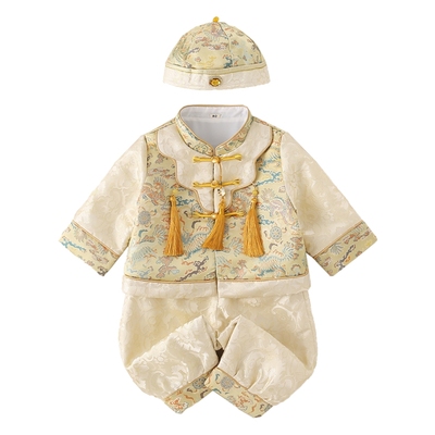 男宝宝一周岁抓周唐装套装