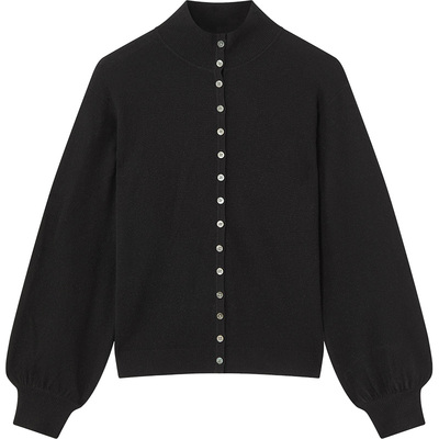 LK黑色羊毛针织开衫时尚休闲外套