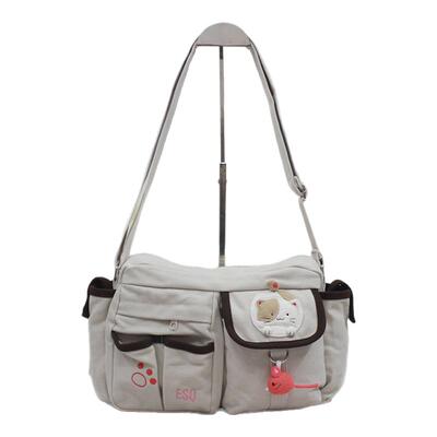 esq可爱馋嘴猫纯棉斜挎帆布包