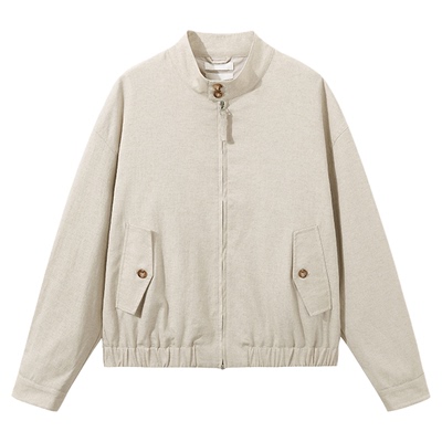 WHIMNOTION 25AW「进口亚麻哈灵顿」夹克老钱极简休闲立领外套