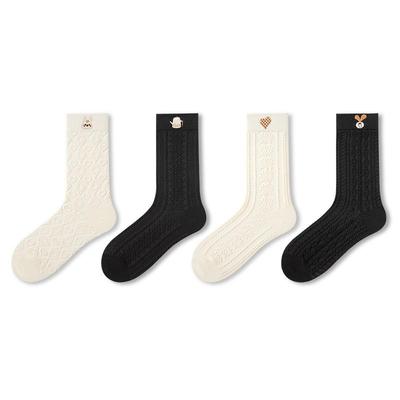 十年老店耐尔纯棉舒适堆堆中筒袜