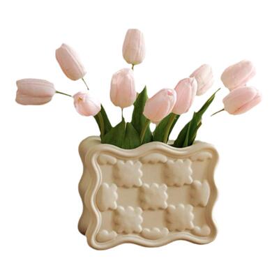 仿真花手感郁金香饼干花瓶套装