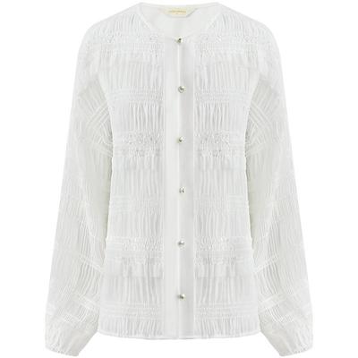 COCOBELLA灯笼袖压褶雪纺衫