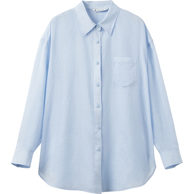 播商场同款薄款长袖苎麻衬衣女夏季新款蓝色衬衫外套BDS7CD4522