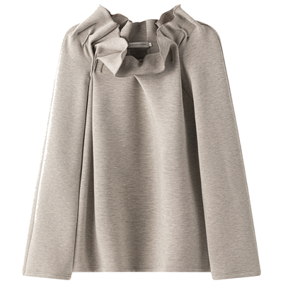 VIKTORIACHAN25/26秋冬成衣系列新品 捏褶荷叶立领长袖上衣卫衣