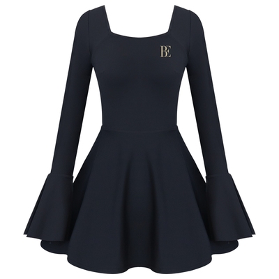 BE范德安赫本风小黑裙女连体泳衣