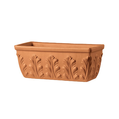 deroma帝罗马长方花纹红陶球根盆