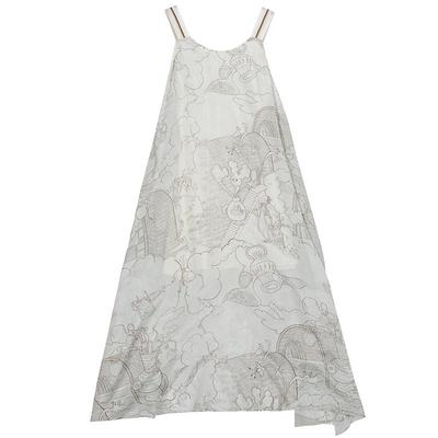 谜底连衣裙无袖女2025夏新品复古风度假真丝宽松A型长裙252GL0675