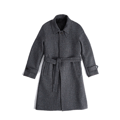 平圆方中羊毛粗花呢狩猎西装外套