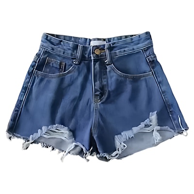 Loose hole high waisted denim shorts宽松破洞高腰女式牛仔短裤