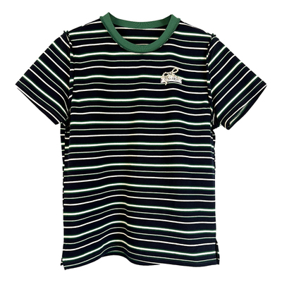 复古绿色条纹短袖T恤女