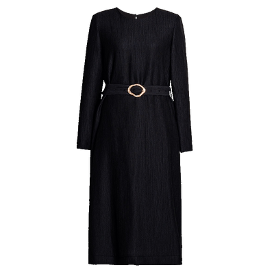 罗衣高级通勤肌理感大摆连衣裙