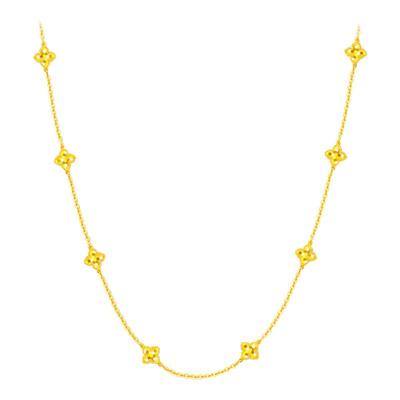 周大生黄金项链女5G足金四叶草套链O字锁骨链吊坠生日礼物送女友