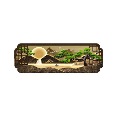 迎客松新中式禅意LED灯装饰画