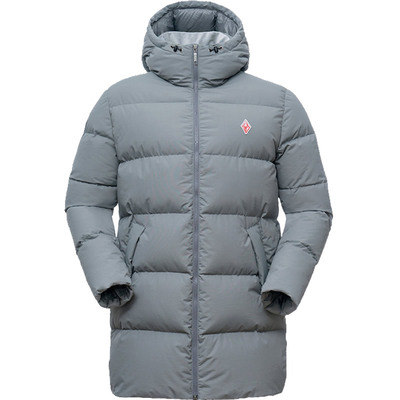 黑冰加长款保暖鹅绒外套羽绒服