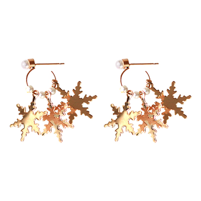 金色雪花银针耳钉通勤日常
