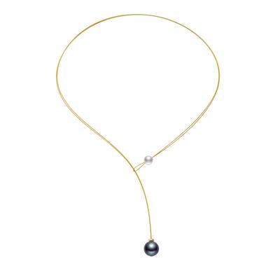 CLORIS YING大溪地黑珍珠Akoya海水珍珠抽拉款项链Y字链锁骨链