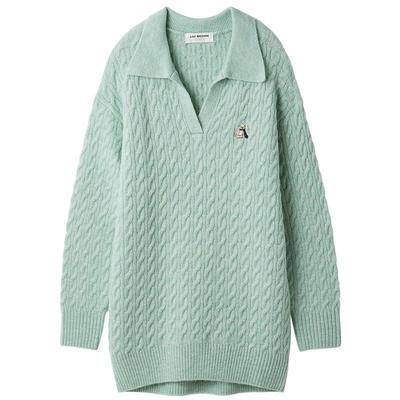 LILYBROWN翻领绞花针织连衣裙