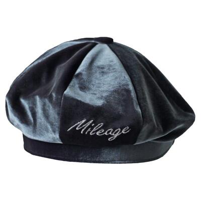 韩国进口丝绒字母mil刺绣贝雷帽