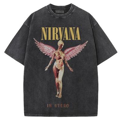 涅槃Cobain男士做旧水洗短袖T恤