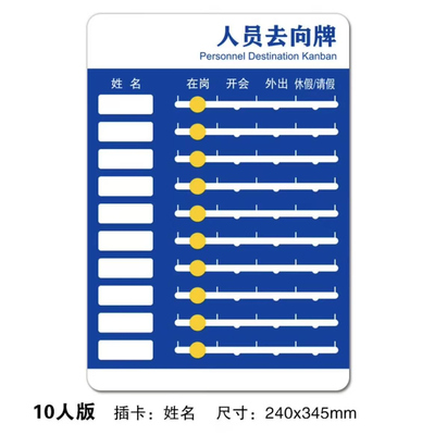 亚克力人员去向牌可更换工位牌