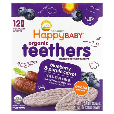 禧贝happybaby有机婴幼儿钙铁钾米饼磨牙棒华夫饼宝宝零食