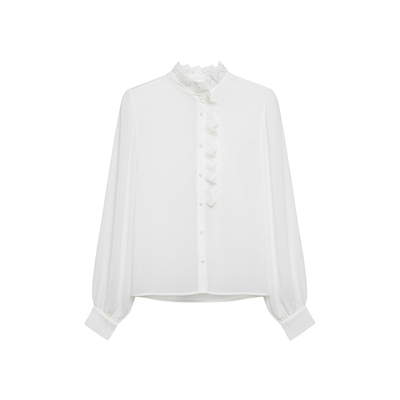 Lorene法式蕾丝领长袖衬衫女