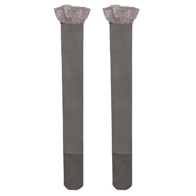 冬季加绒空姐灰蕾丝长筒袜