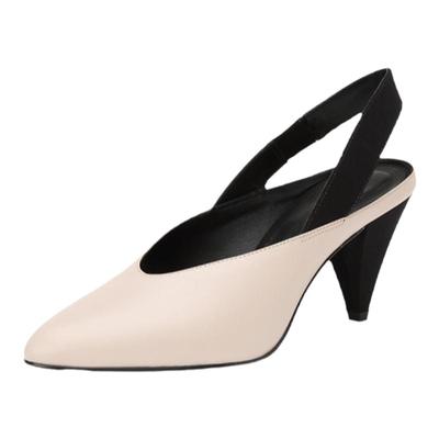 WHATFOR简约锥形高跟浅口半凉鞋