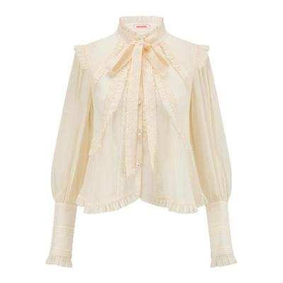 ORA GENESIS2025年冬季新品时尚宫廷风刺绣丝质上衣