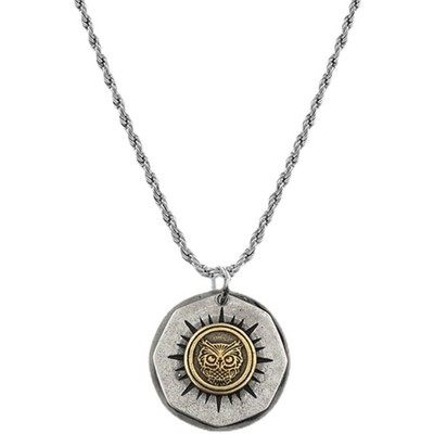 WHYBLUE猫头鹰圆牌项链