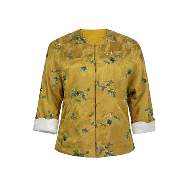 美丽客栈高端大码冬宽松提花棉服