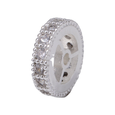 18K包金镶锆石齿轮隔片手链项链饰品配件隔珠diy手工材料圆环隔珠