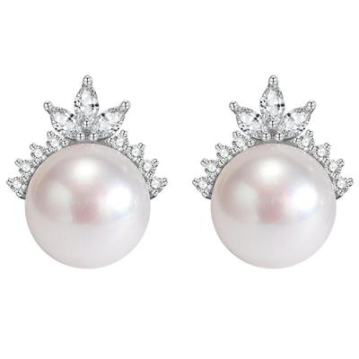 佰色传情淡水珍珠小皇冠耳饰