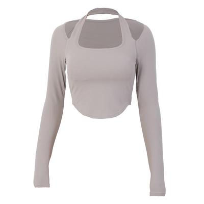 带胸垫瑜伽服长袖女高端时尚上衣