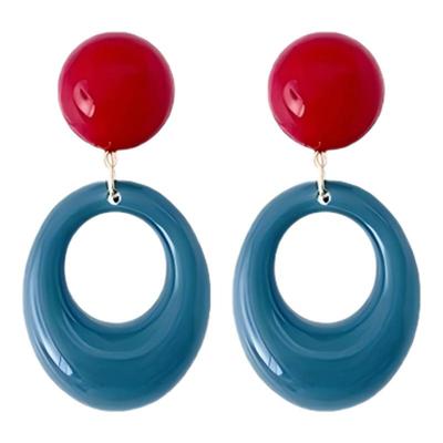 撞色复古港风艺术生耳钉